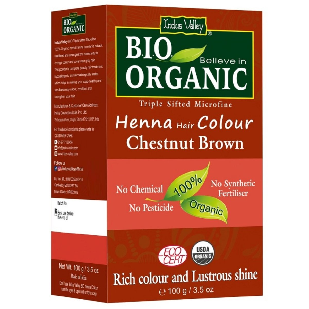 We are supplies for Indus Valley Bio Organic Henna Color